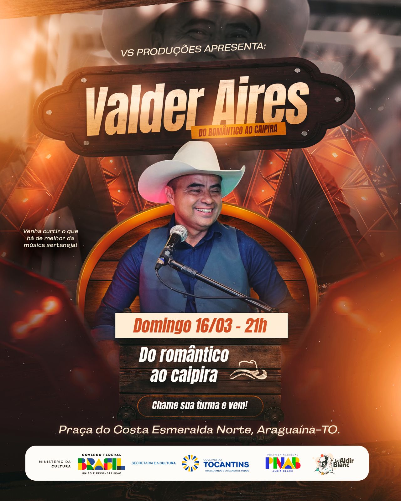 Valder Aires lidera o show “Do Romântico ao Caipira” nos bairros periféricos e povoados de ...